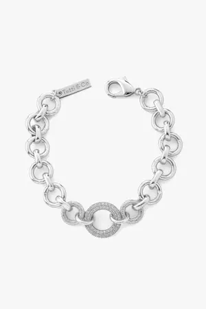 TUTTI Grand Link Bracelet With Cubic Zirconia Pendant - Silver