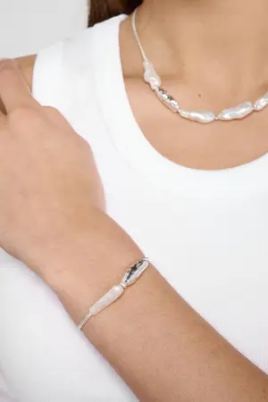 TUTTI Lustre Beaded Bracelet - Silver