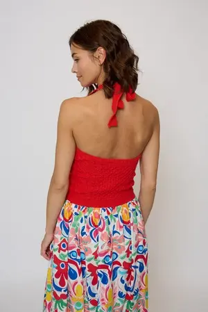 Central Park West Cabled Halter Knit Top