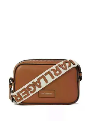 Karl Lagerfeld K/circle Leather Crossbody Bag - Brown