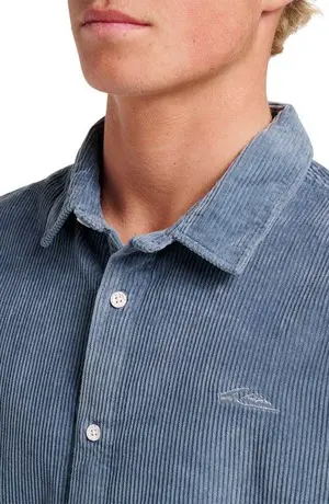 Quiksilver Cotton Corduroy Button-up Overshirt - China Blue