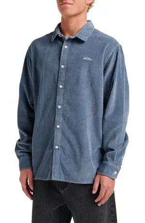 Quiksilver Cotton Corduroy Button-up Overshirt - China Blue