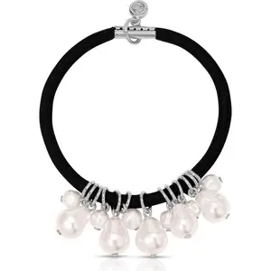 Ettika Imitation Pearl Ponytail Holder - Silver