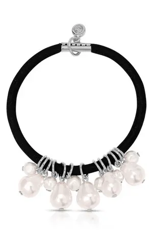 Ettika Imitation Pearl Ponytail Holder - Silver