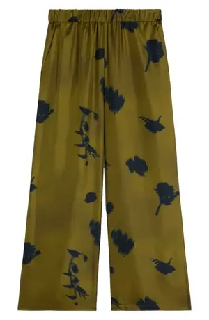 MM BY MAX MARA Helga Printed Silk Straight Leg Pants