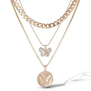 Jessica Simpson 3-piece Butterfly Layered Necklace - Gold