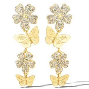 Jessica Simpson Vertical Butterfly Drop Earrings - Gold