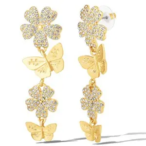 Jessica Simpson Vertical Butterfly Drop Earrings