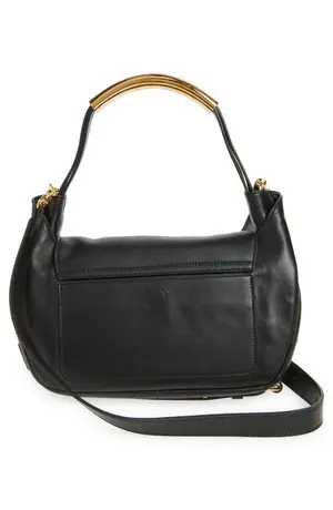 Moschino Handle Me Leather Shoulder Bag - Black