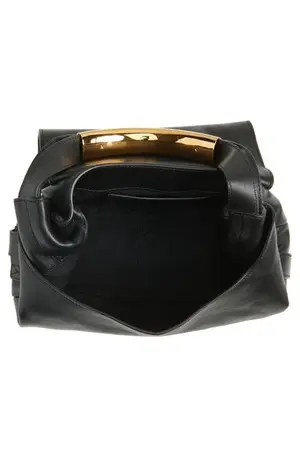 Moschino Handle Me Leather Shoulder Bag - Black