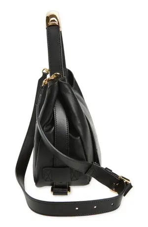 Moschino Handle Me Leather Shoulder Bag - Black
