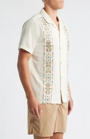 ROARK Gonzo Embroidered Organic Cotton & Linen Camp Shirt - Ioy