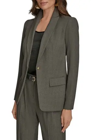 Donna Karan New York Plaid One-button Blazer
