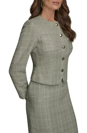 Donna Karan New York Button Front Tweed Jacket