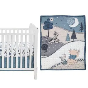 LAMBS & IVY Disney Baby Forever Pooh Bear 3-piece Baby Crib Bedding Set - Blue