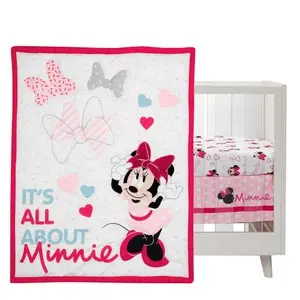 LAMBS & IVY Disney Baby Minnie Mouse Love 3-piece Nursery Crib Bedding Set - Pink
