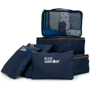 MIAMI CARRY ON 6-piece Packing Cubes - Navy/tan