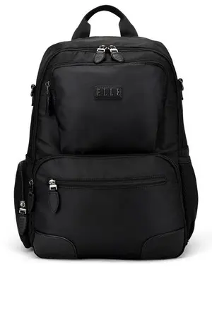ELLE Voyage 20l Twill And Vegan Leather Backpack - Black