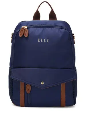 ELLE 18l Twill And Vegan Leather Backpack - Navy