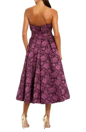 Mac Duggal Floral Brocade A-line Midi Dress