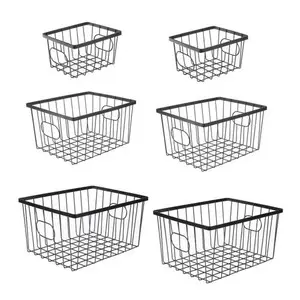 HAPPIMESS Camden Vintage Industrial Handmade Wire Metal Nesting Storage Baskets - Black