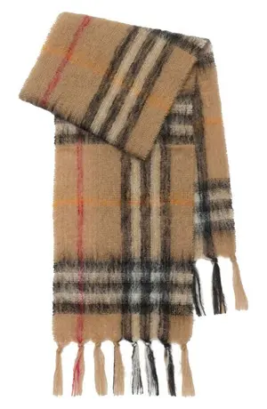 Burberry Giant Check Mohair Blend Scarf - Sand