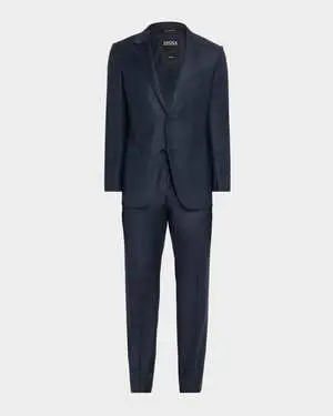 Zegna Wool Tonal Plaid Two-piece Suit - Blue Navy Check