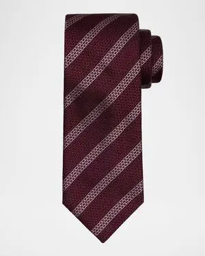 Brunello Cucinelli Cross Stitch Stripe Tie Red