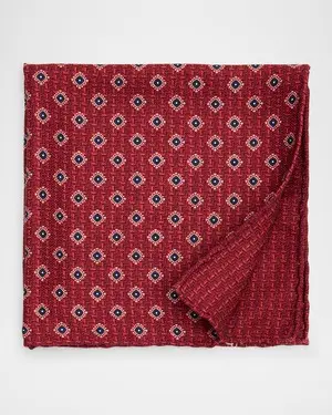 Brunello Cucinelli Medallion-print Silk Pocket Square Red/blue