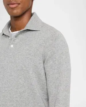 Brunello Cucinelli Apos;s Premium Cashmere Polo Sweater - Light Grey
