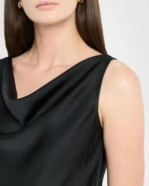 Lapointe Lightweight Satin Belted Midi Dress - Black