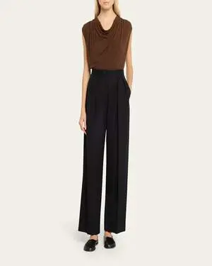 Vince Draped Cowl-neck Top - Espresso