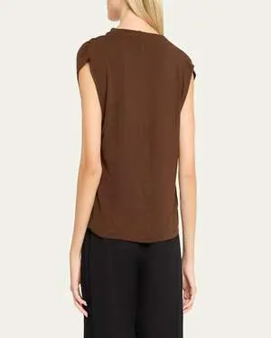 Vince Draped Cowl-neck Top - Espresso