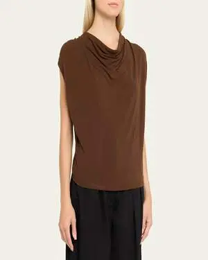 Vince Draped Cowl-neck Top - Espresso