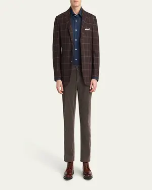 Kiton Cashmere Windowpane Check Single-breasted Sport Coat