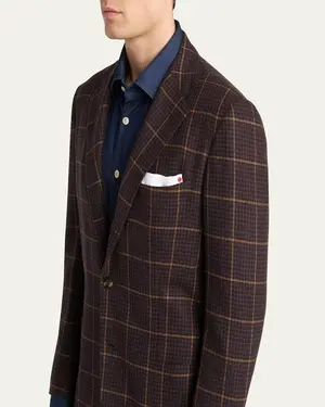 Kiton Cashmere Windowpane Check Single-breasted Sport Coat