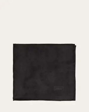 Brioni Men's Solid Paisley Jacquard Silk Pocket Square Black