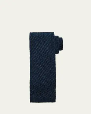 Brioni Silk Knit Tie - Black