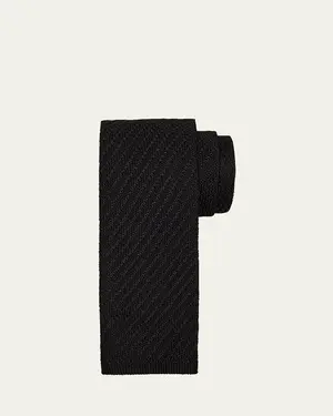 Brioni Silk Knit Tie - Navy