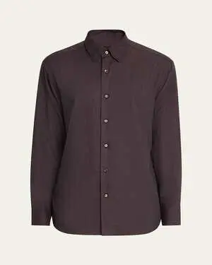 Brioni Cotton Flannel Button-down Shirt - Brown