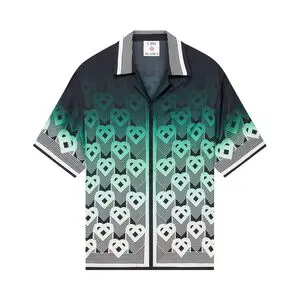 Casablanca Monogram Gradient Cuban Collar Shirt - Blue
