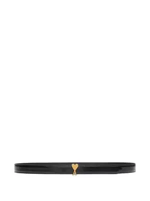 Ami Glazed Leather Belt - Black