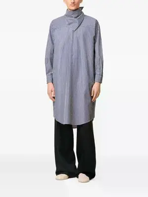 AMI Paris Striped Bandana-collar Midi Dress - Blue