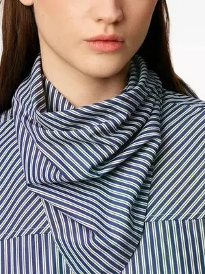 AMI Paris Striped Bandana-collar Midi Dress - Blue
