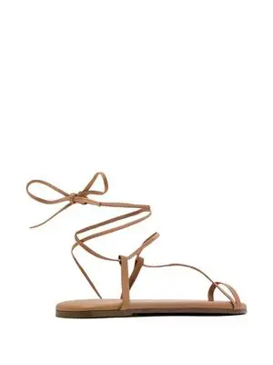 Tkees Ankle-tie Leather Sandals - Brown
