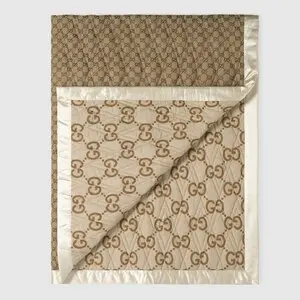 Gucci Double-sided Gg Quilted Cotton Blanket - Beige
