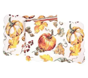 VALERIE PARR HILL 14' X 51' Pumpkin Thanksgiving Table Runner Valerie - One-color