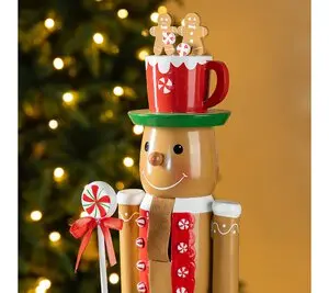 GLITZHOME 24h Wooden Christmas Gingerbread Mannutcracker