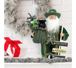 SANTA'S WORKSHOP 15' Pot O' Gold Irish Santa - One-color
