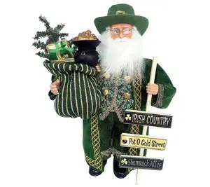 SANTA'S WORKSHOP 15' Pot O' Gold Irish Santa